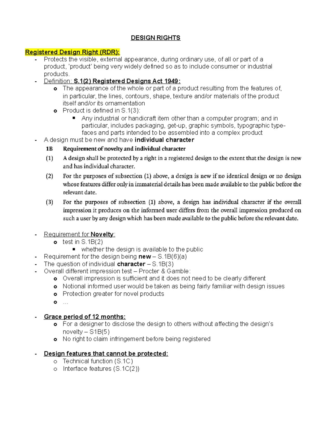 Design Rights Revision - DESIGN RIGHTS Registered Design Right (RDR ...