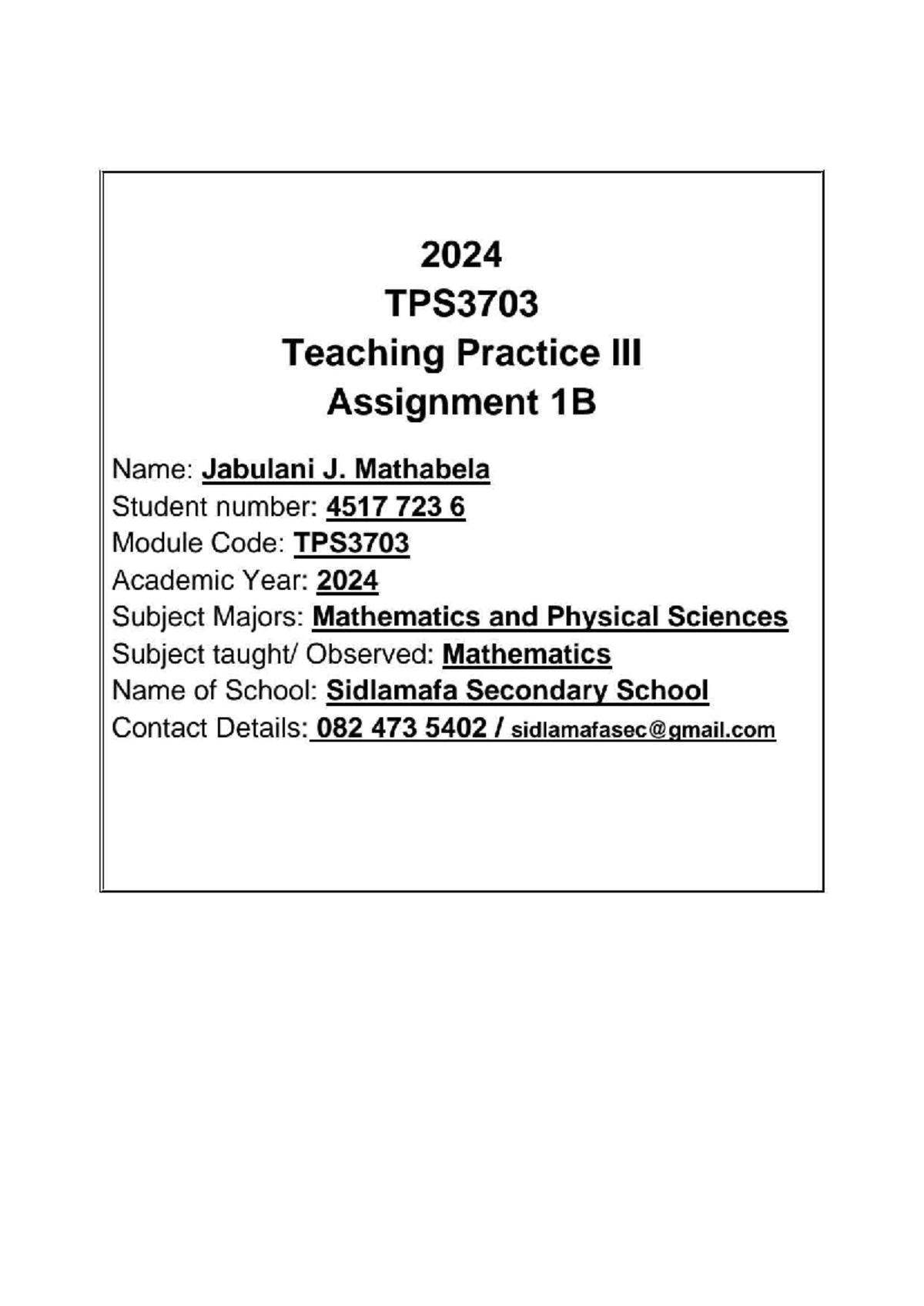 TPS3703 Assignment 1 Bbbedit - Tps3703 - Studocu