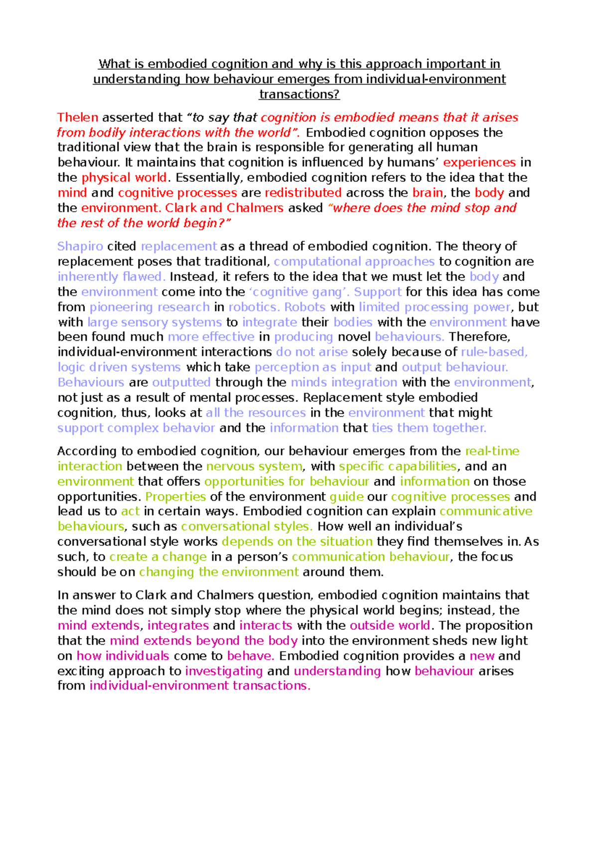 What is embodied cognition and why is this approach important in ...