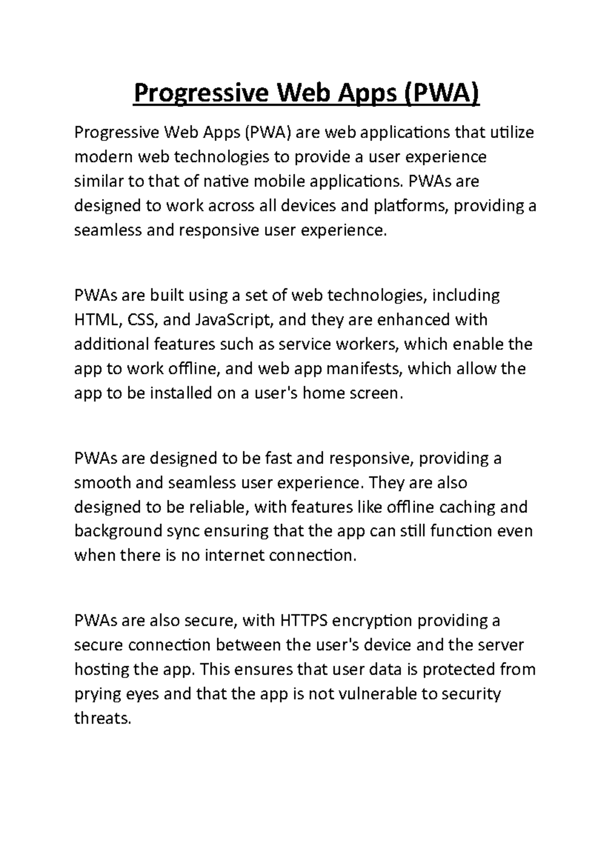 Progressive Web Apps (PWA) - Progressive Web Apps (PWA) Progressive Web ...