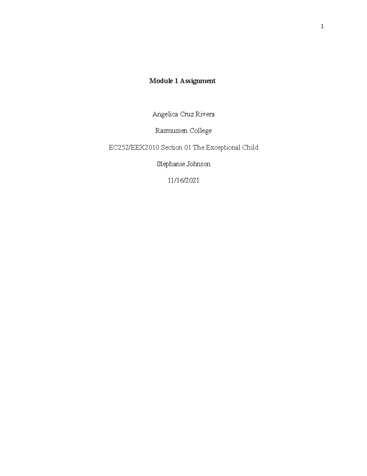 ACruz Rivera Module 01Assignment 111621 - 1 Module 1 Assignment ...