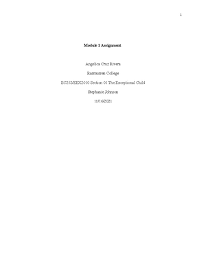 Modle 1 writt- ec252 - module 1 - Importance of Special Education in Early Childhood Education ...
