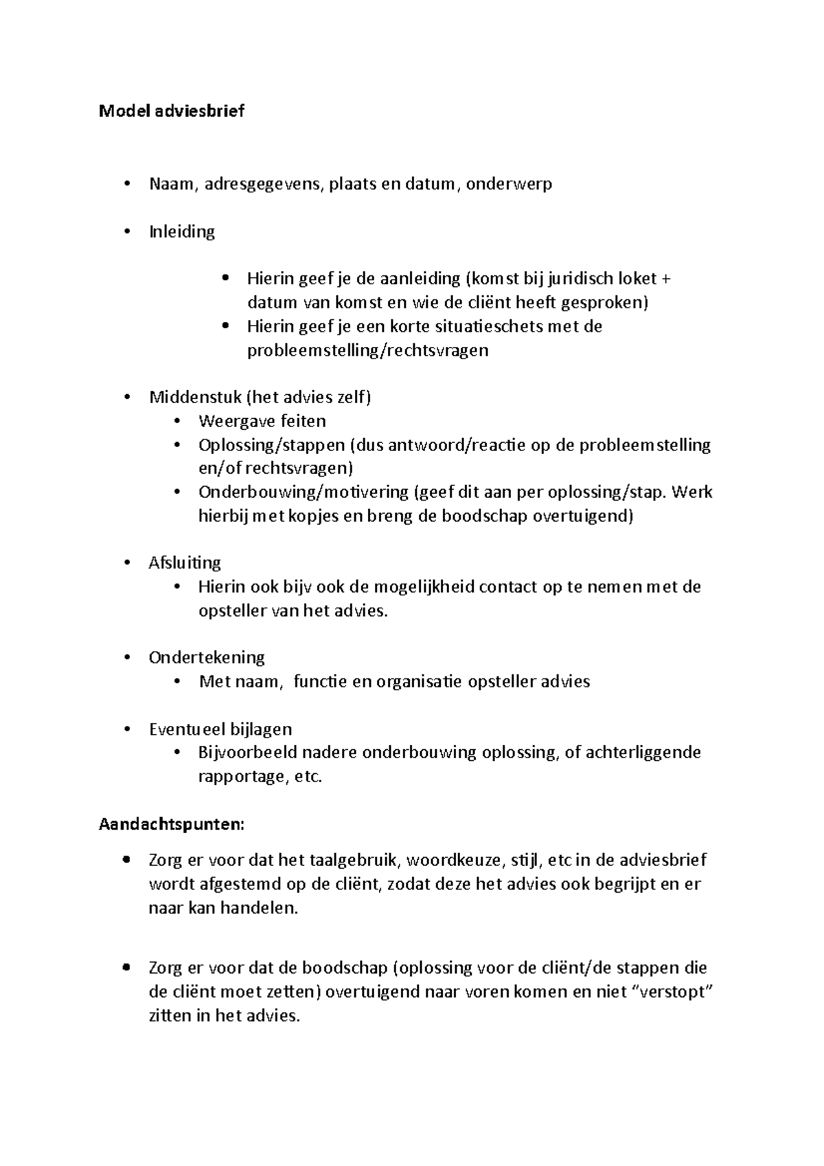 Model adviesbrief - Model adviesbrief Naam, adresgegevens, plaats en ...
