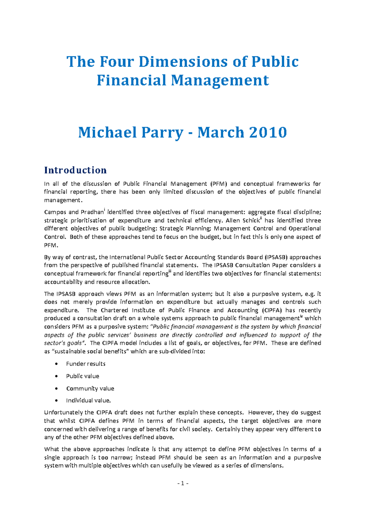 Pfm 4 dimensions - nahthing - The Four Dimensions of Public Financial ...