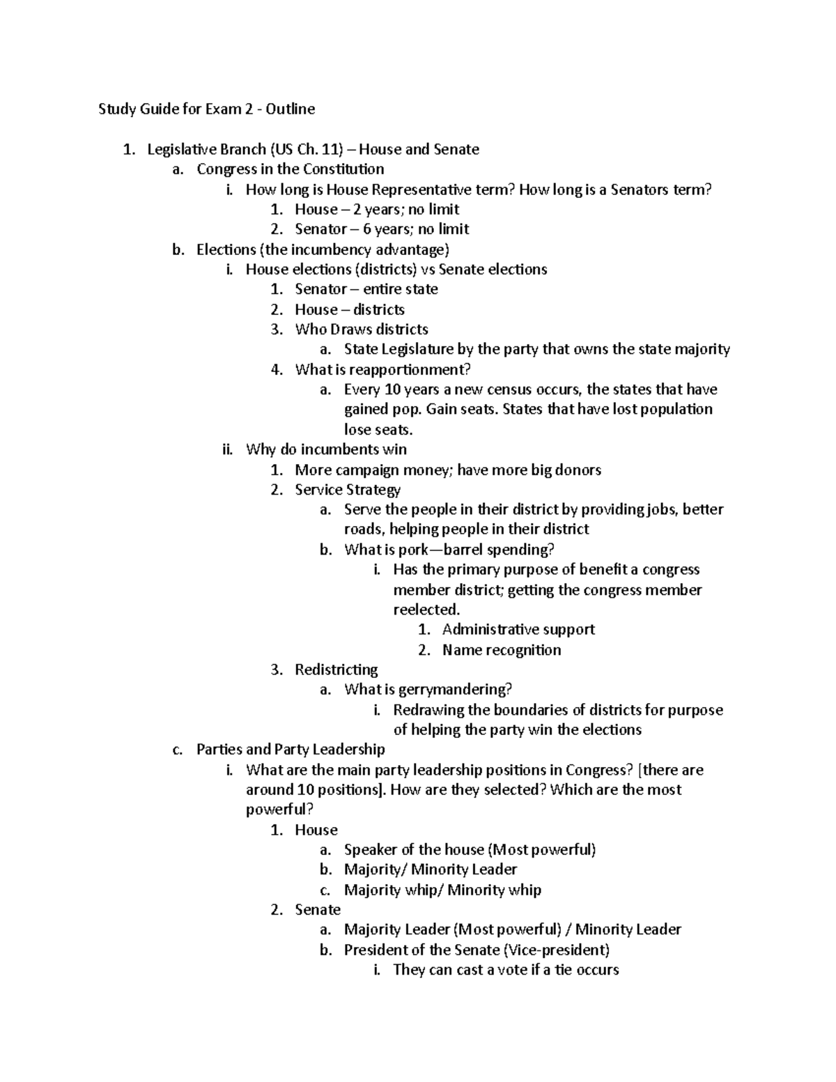 Study Guide Exam 2+ Outline - Study Guide for Exam 2 - Outline ...