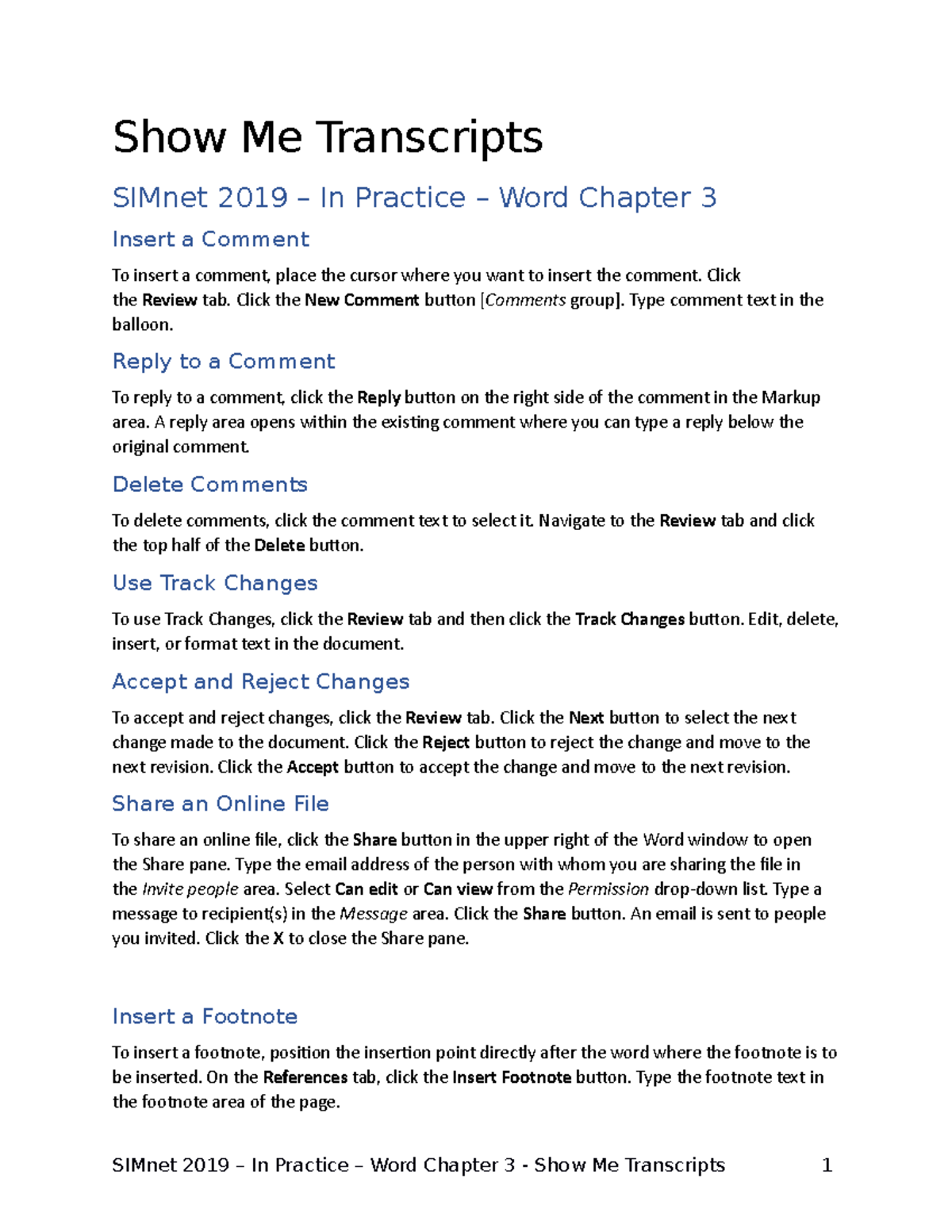 SM Transcripts In Practice Word Chapter 03 - Show Me Transcripts SIMnet ...