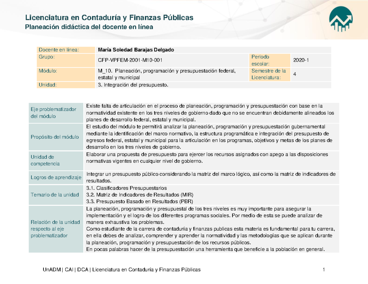 M10 U3 A1 planeacion didactica - Warning: TT: undefined function: 32 Warning: TT: undefined ...