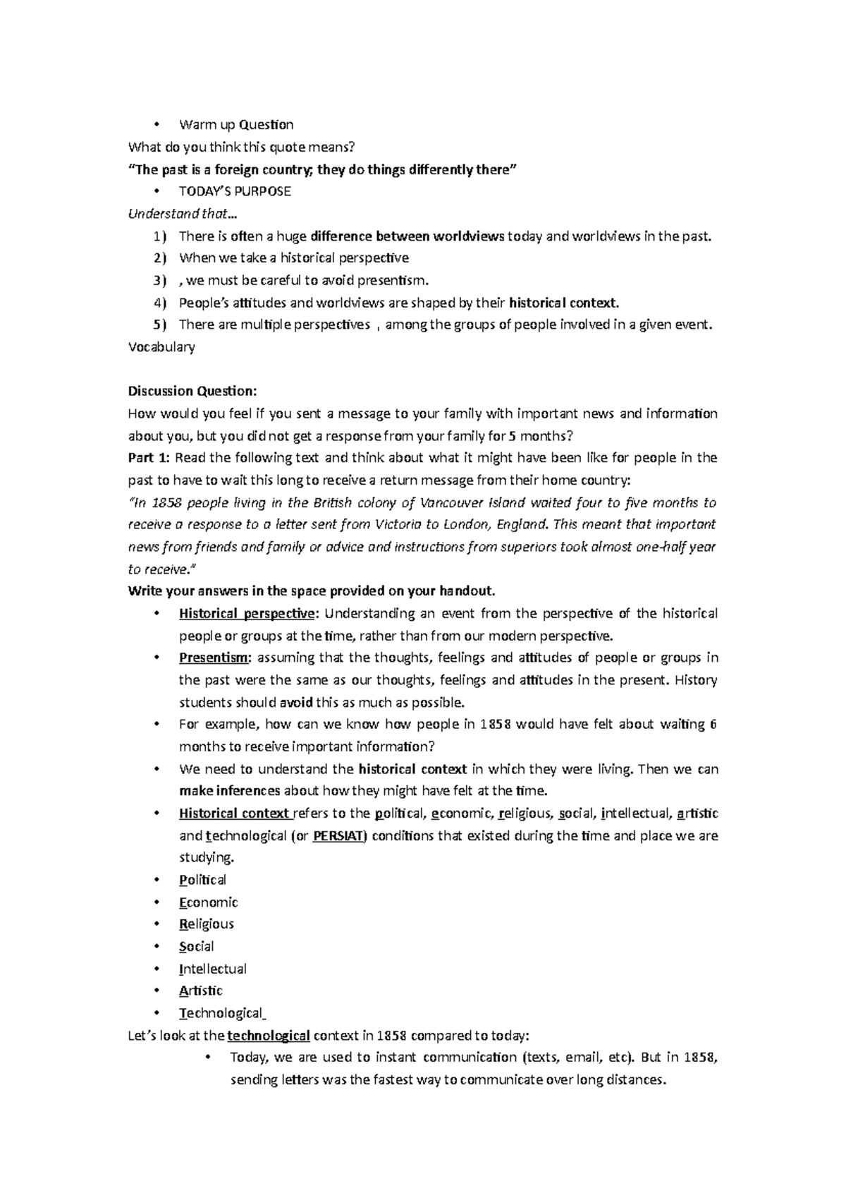 Historical Perspective for history research - Ap/Hist 2500 - Yorku ...