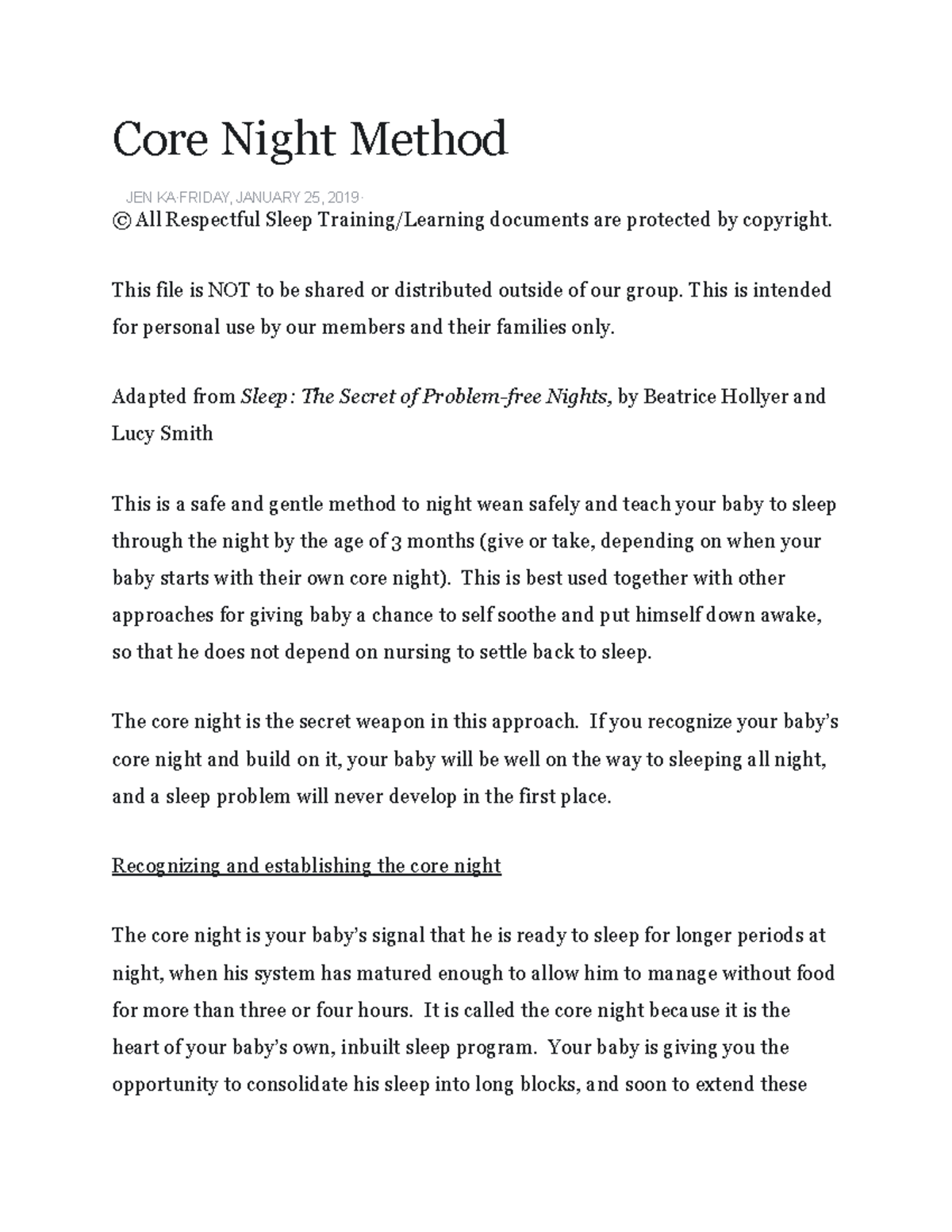 Core Night Method - notes - Core Night Method JEN KA·FRIDAY, JANUARY 25 ...