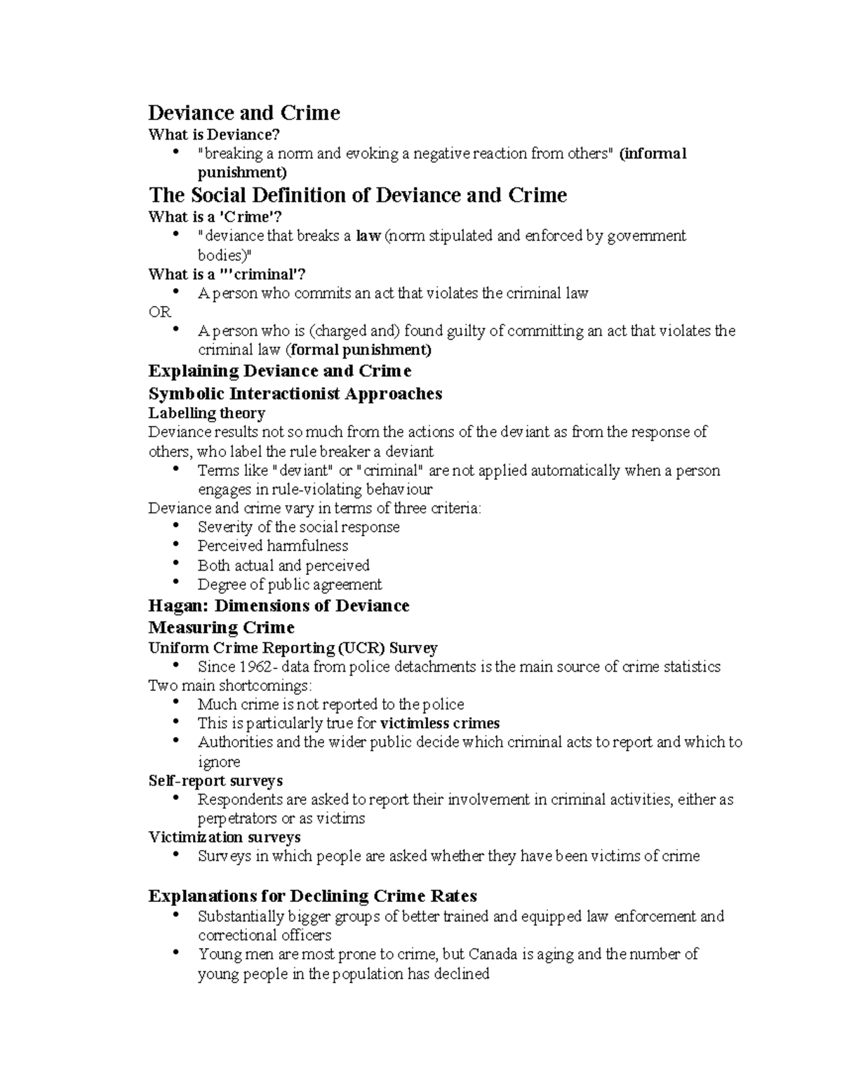 1020 Lecture 2 - Deviance and Crime What is Deviance? "breaking a norm ...