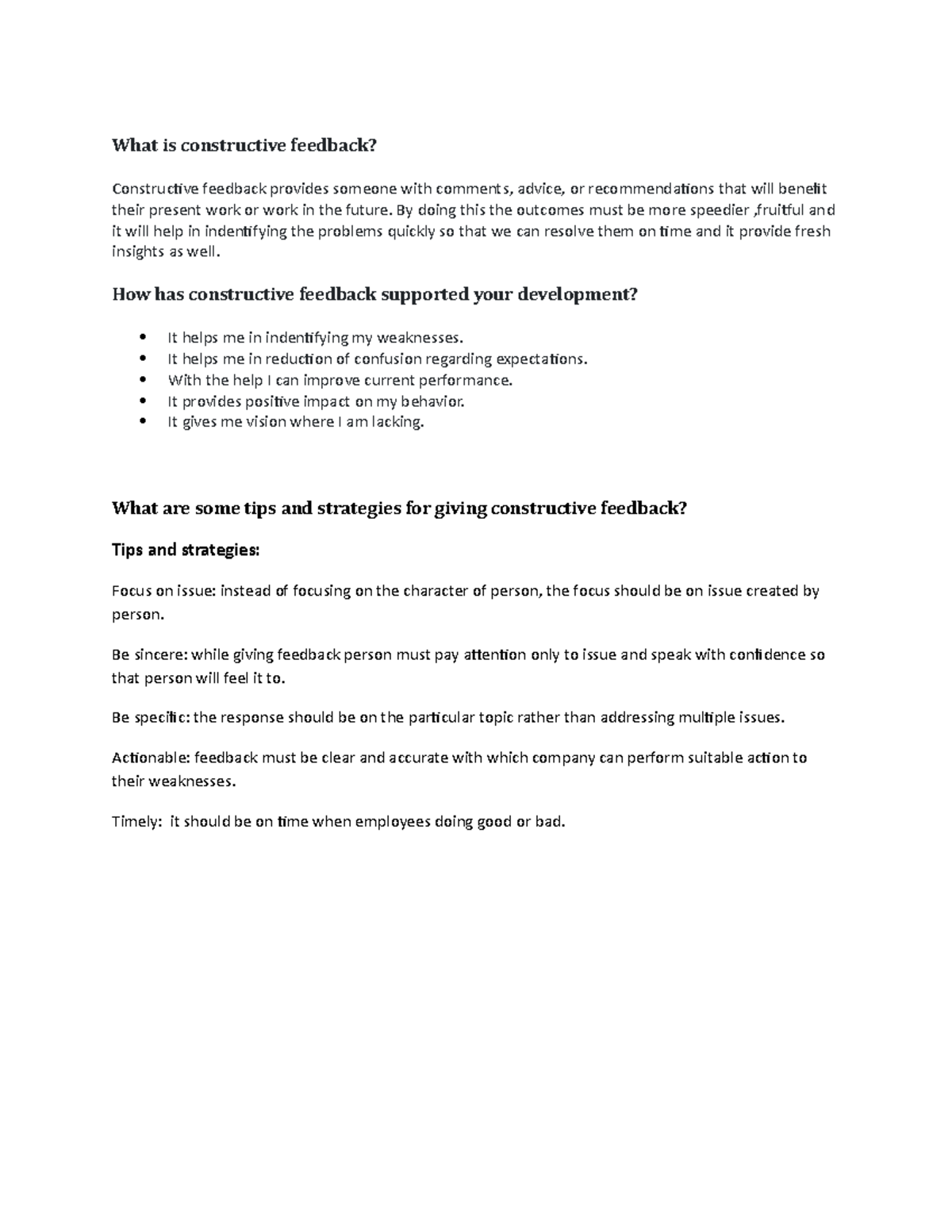 Feedback - What is constructive feedback? Constructive feedback ...