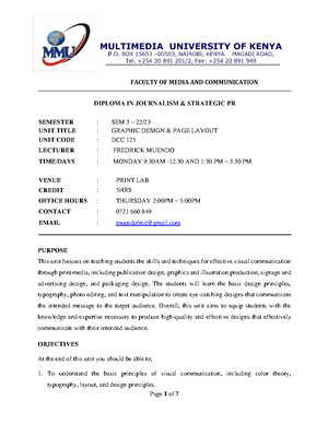 BCS2414 BBIT Comp Graphics Course Outline SEPT 2022 - - Studocu