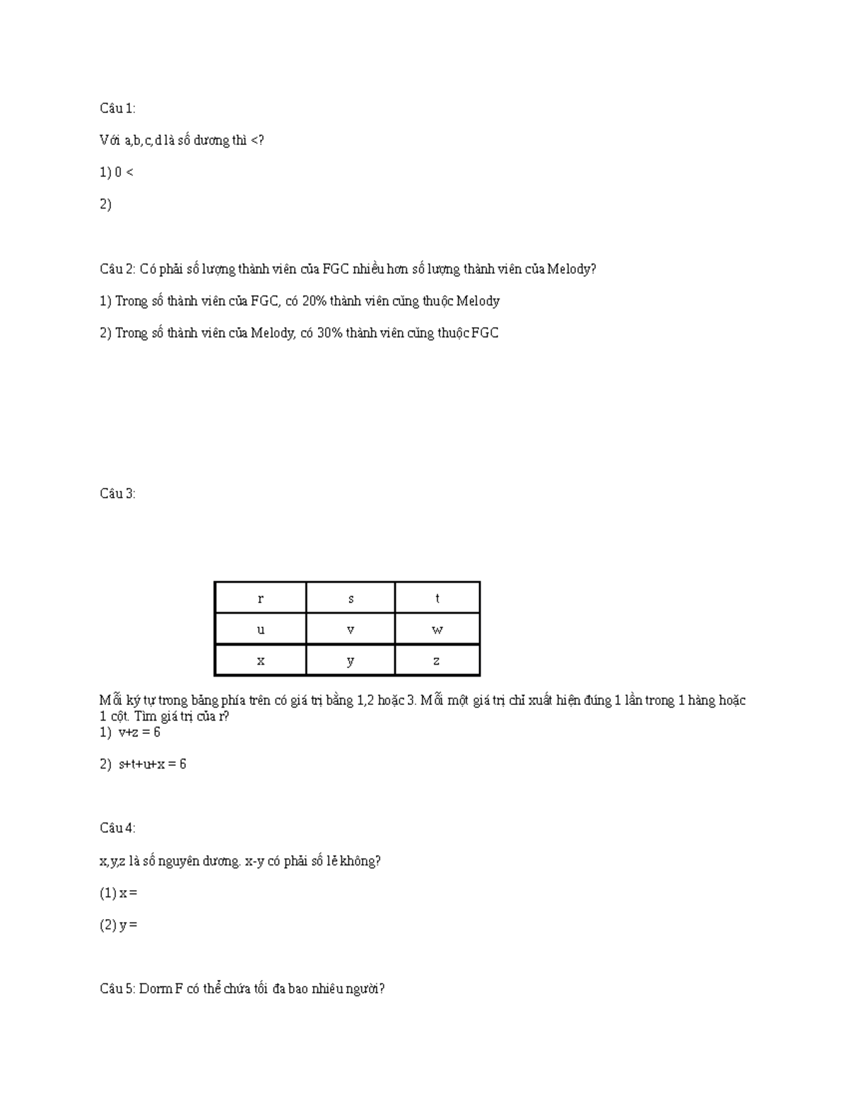 Cùng săn học bổng đại học FPT phần 8 - Câu 1: V i a,b,c,d là s d ng thì