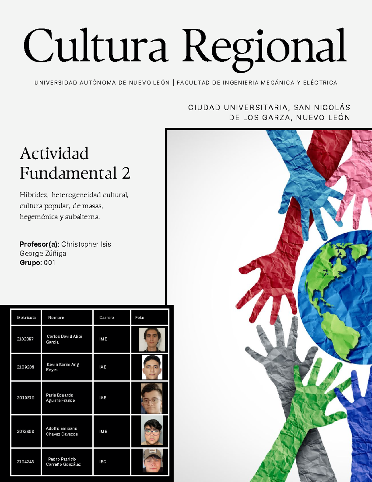 AF2 - Cultura Regional - Isis - Matricula Nombre Carrera Foto 2132097 GarciaCarlos David Alipi ...