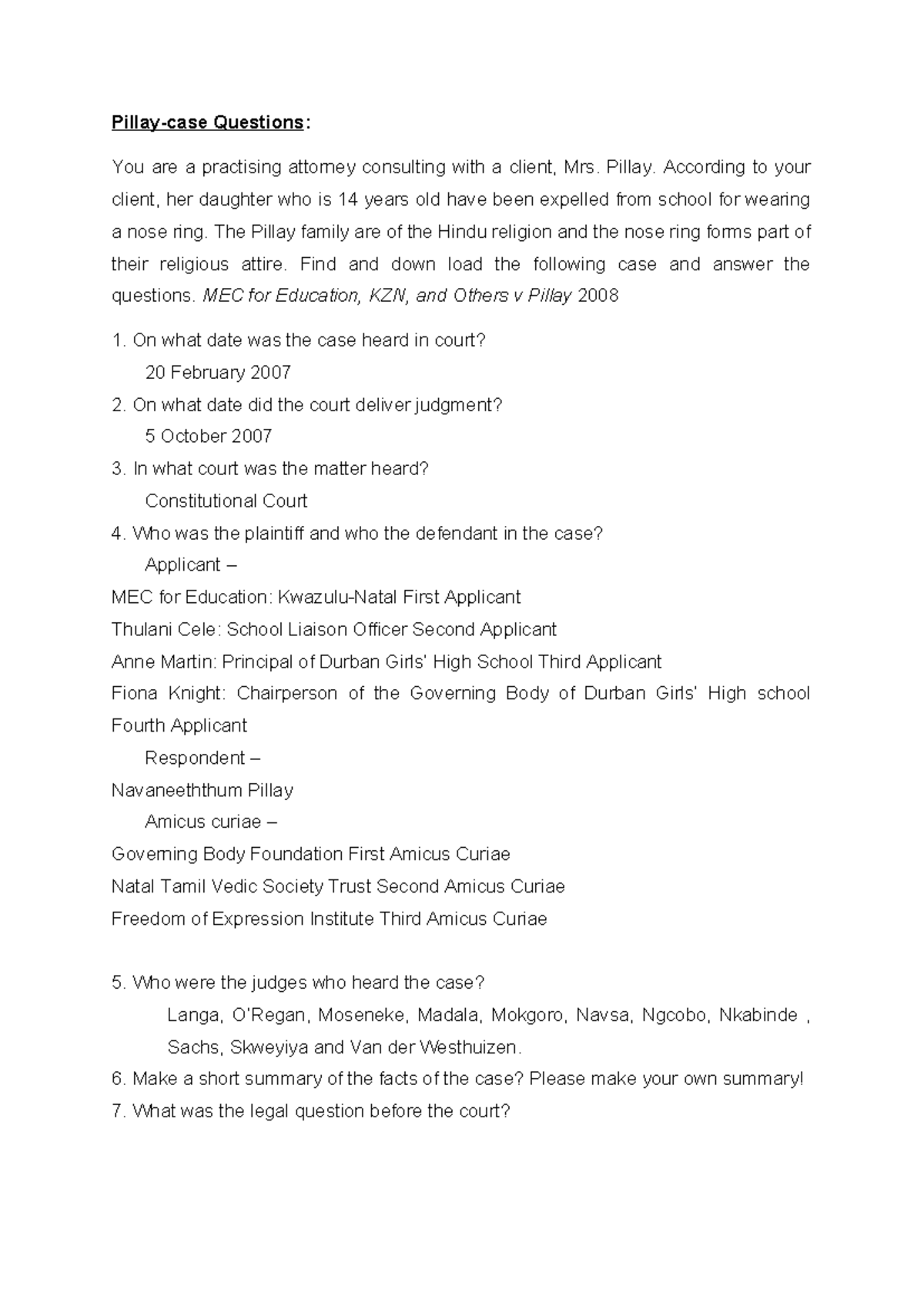 Pillay questions - Summary Case work as a method: theory and practice ...