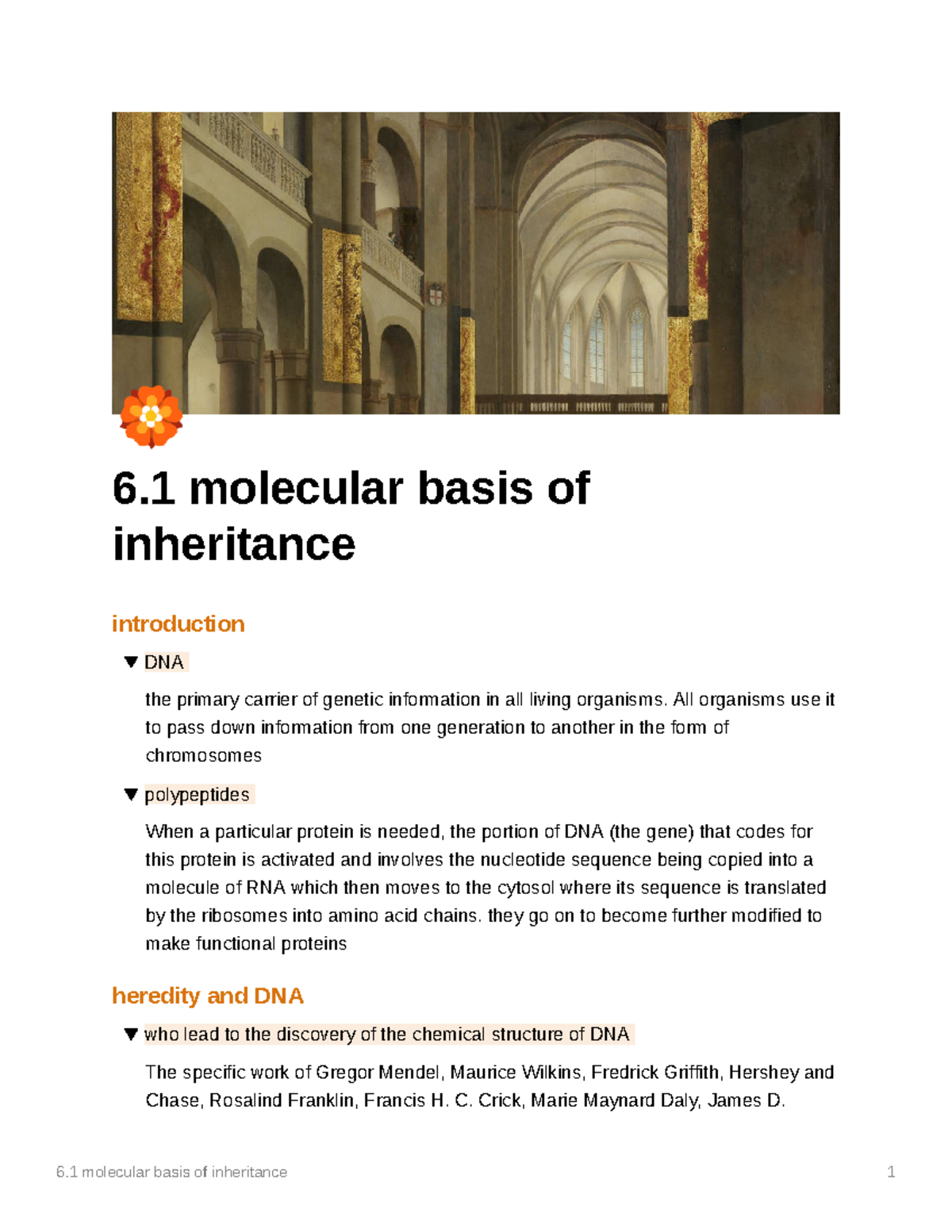 chapter 6.1 molecular basis of inheritance - ã 6 molecular basis of ...