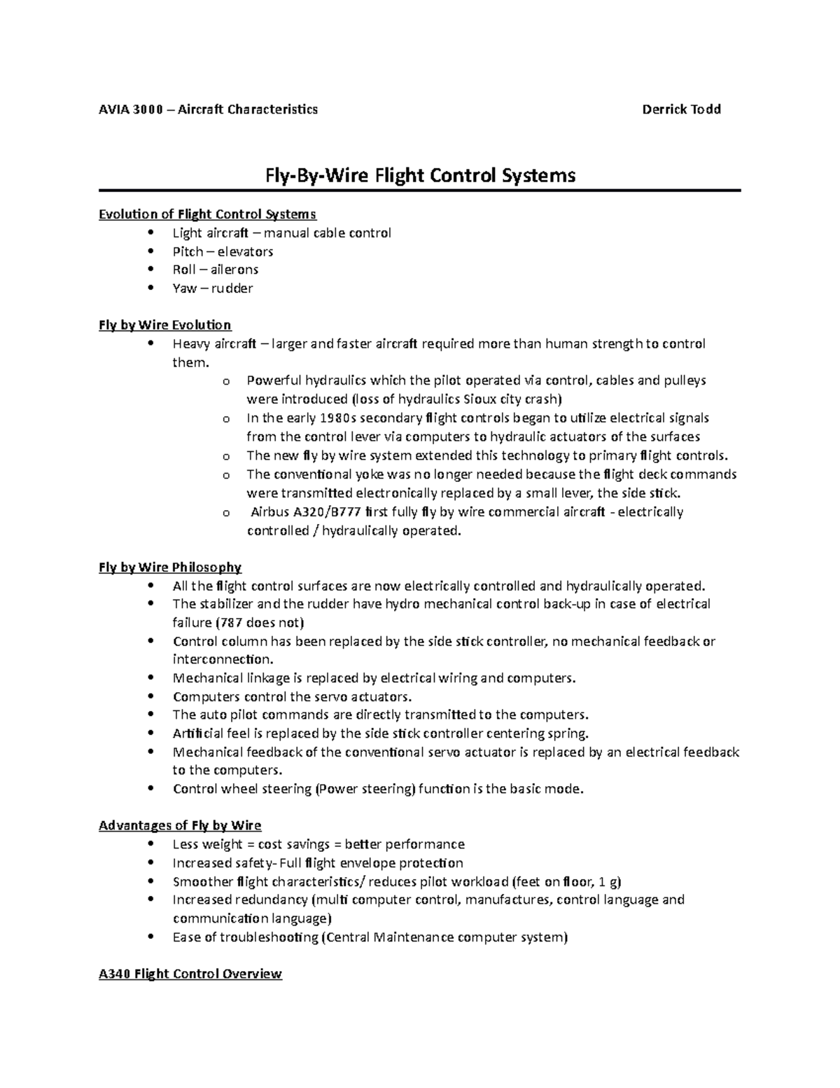 Fly-By-Wire Flight Control Systems - AVIA 3000 - AVIA 3000 – Aircraft ...
