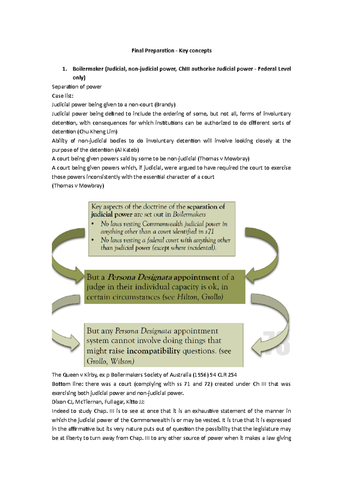 Key Concepts summary Public Law - Final Preparation - Key concepts 1 ...