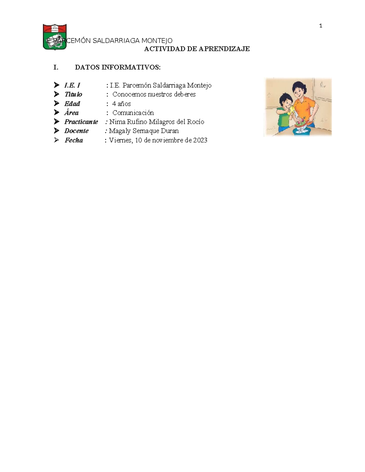 Sesión conocemos nuestros deberes - I PARCEMÓN SALDARRIAGA MONTEJO ...