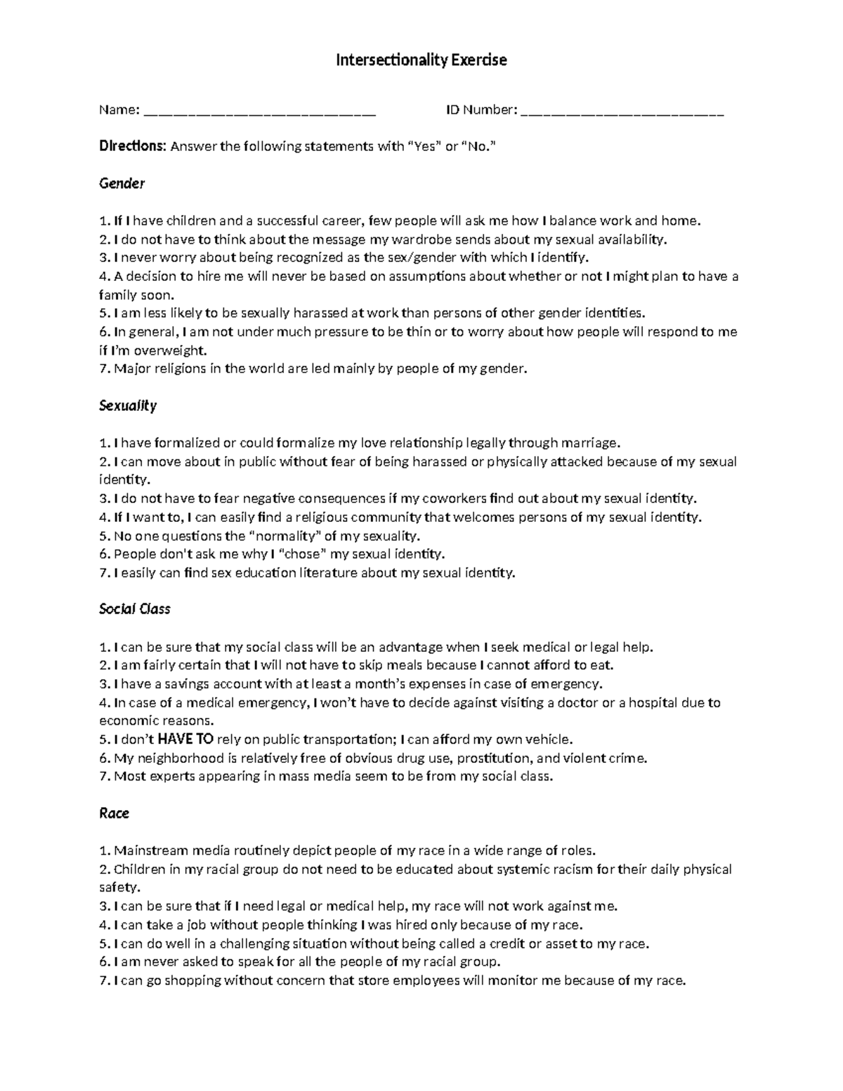 Week 4-Intersectionality Exercise - Intersectionality Exercise Name