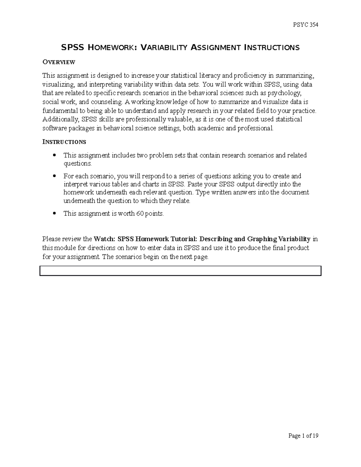 SPSS Homework Variability Assignment - SPSS HOMEWORK: VARIABILITY ...