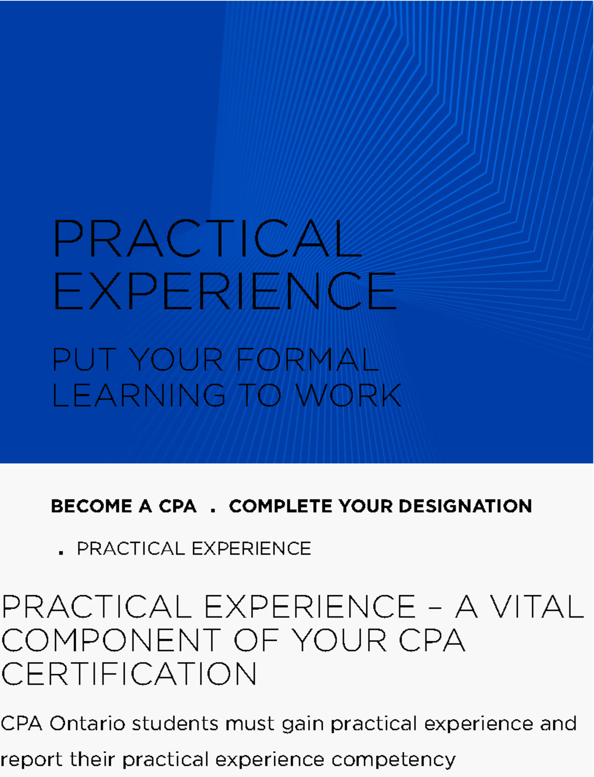 Practical Experience CPA Ontario - BECOME A CPA. COMPLETE YOUR ...