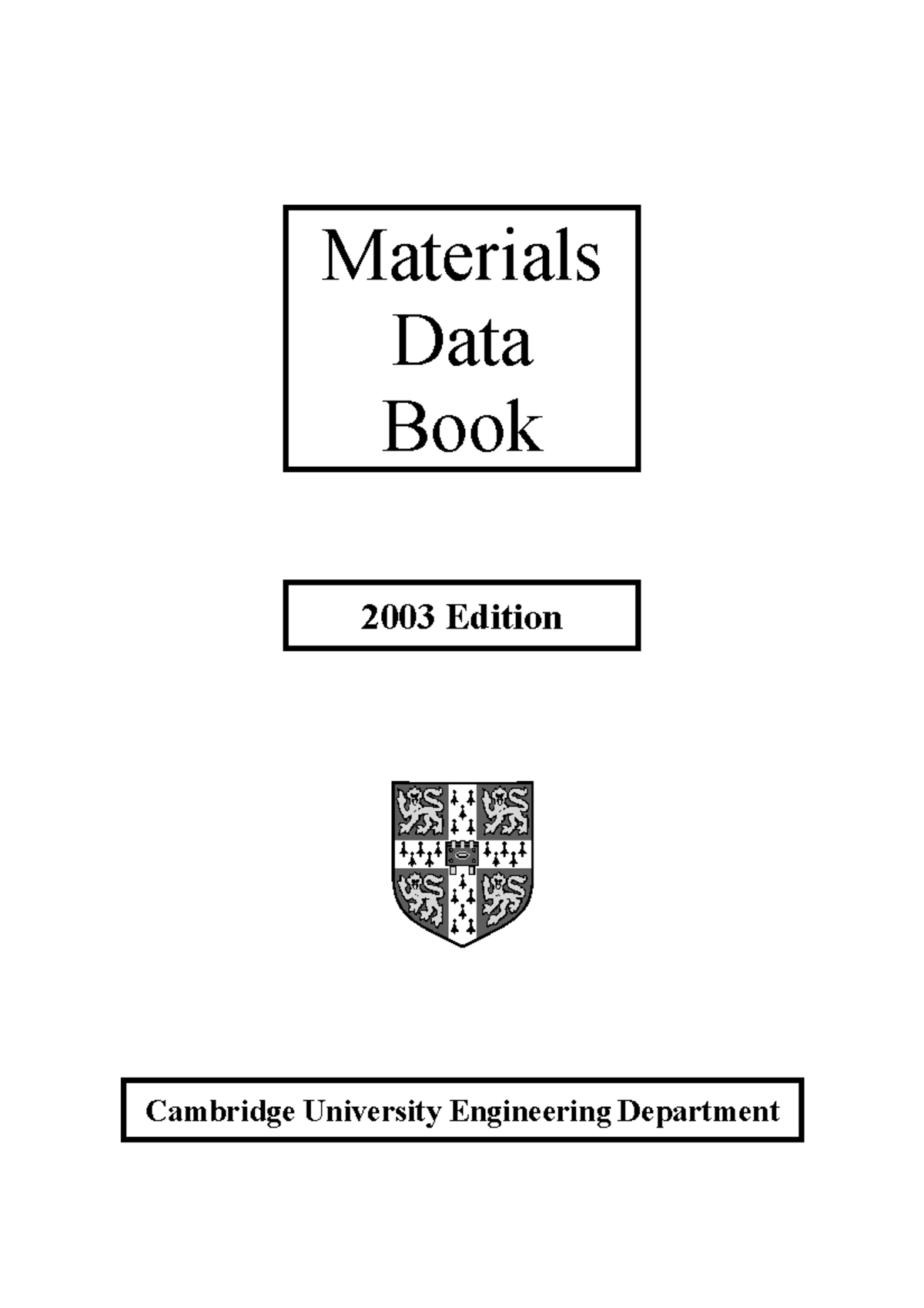 Materials - Materials Data Book 2003 Edition Cambridge University ...