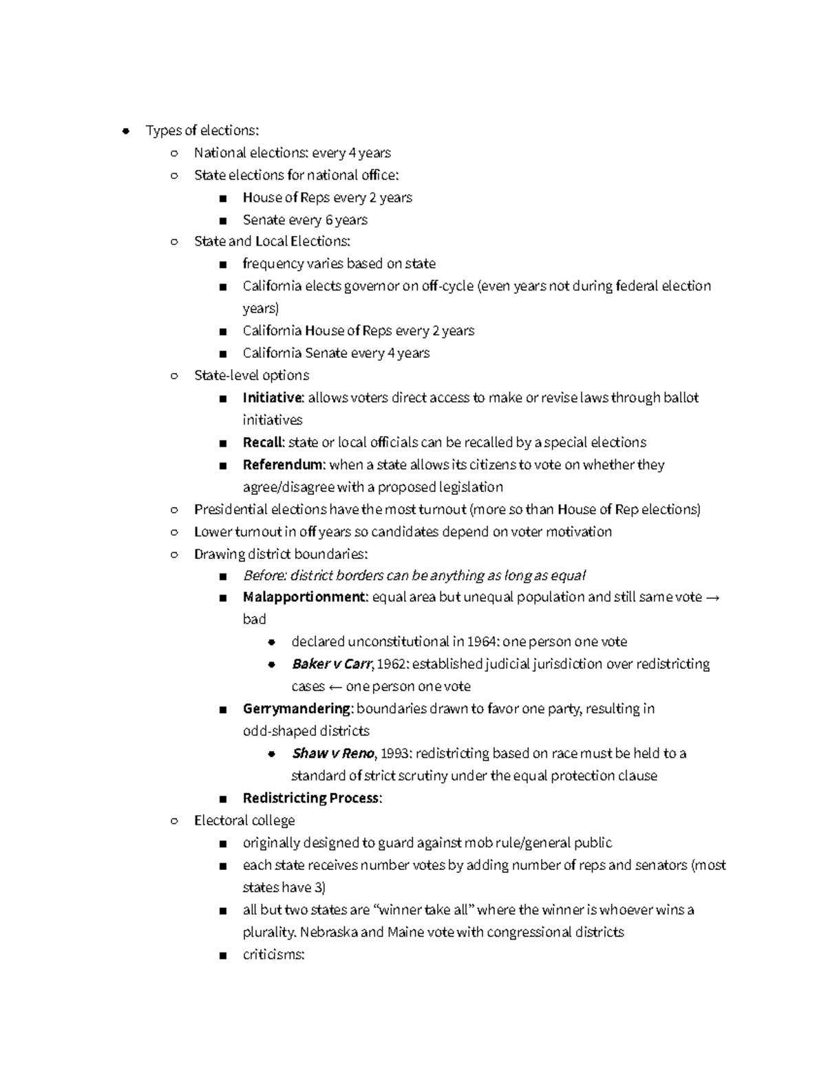US Gov Notes Unit 2 (2 of 2) - Types of elections: National elections ...