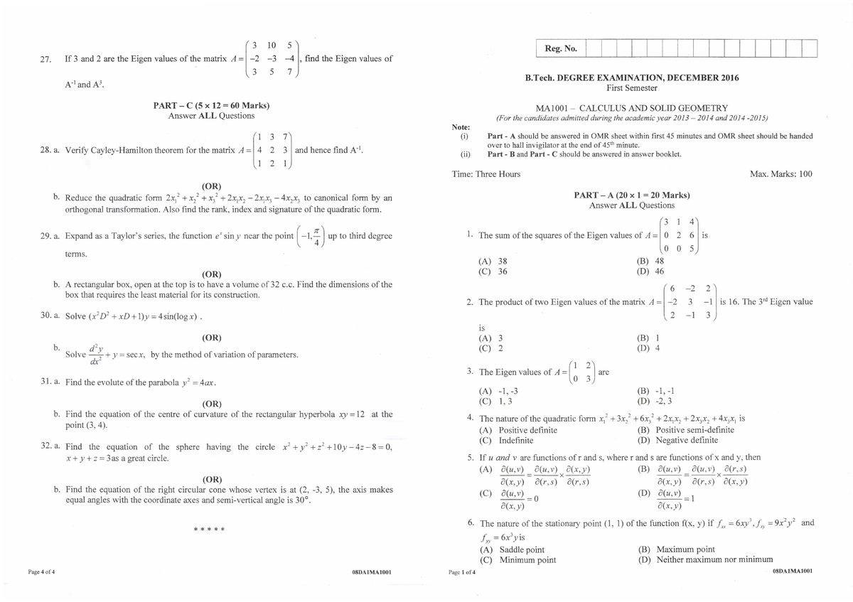 maths paper from dec 2016 sem - ####### (t 10 s\ ####### u -l -, -3 -o ...