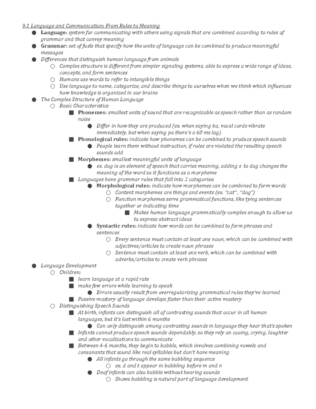 Chapter 9 Language and Thought - 9 Language and Communication: From ...