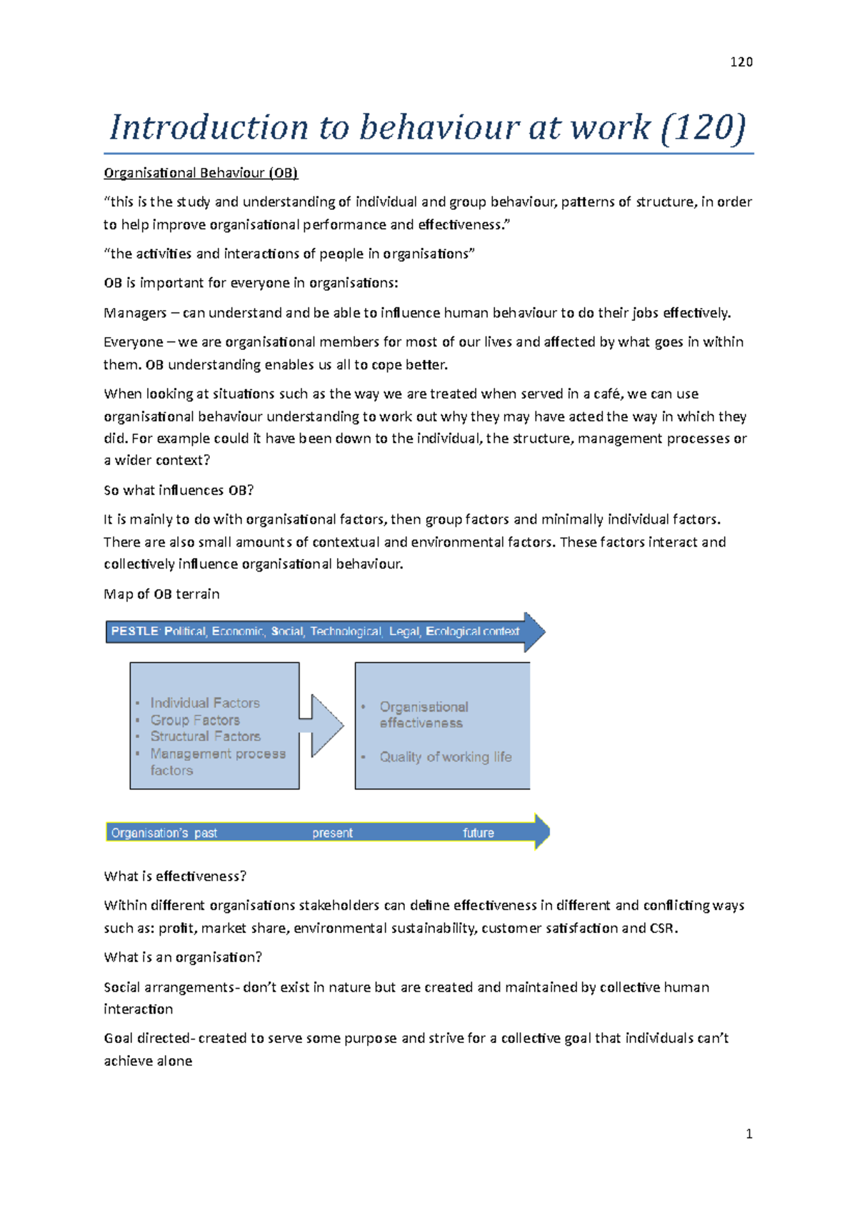 Introduction To Behaviour At Work - Lecture notes, lectures 1 - 10 ...