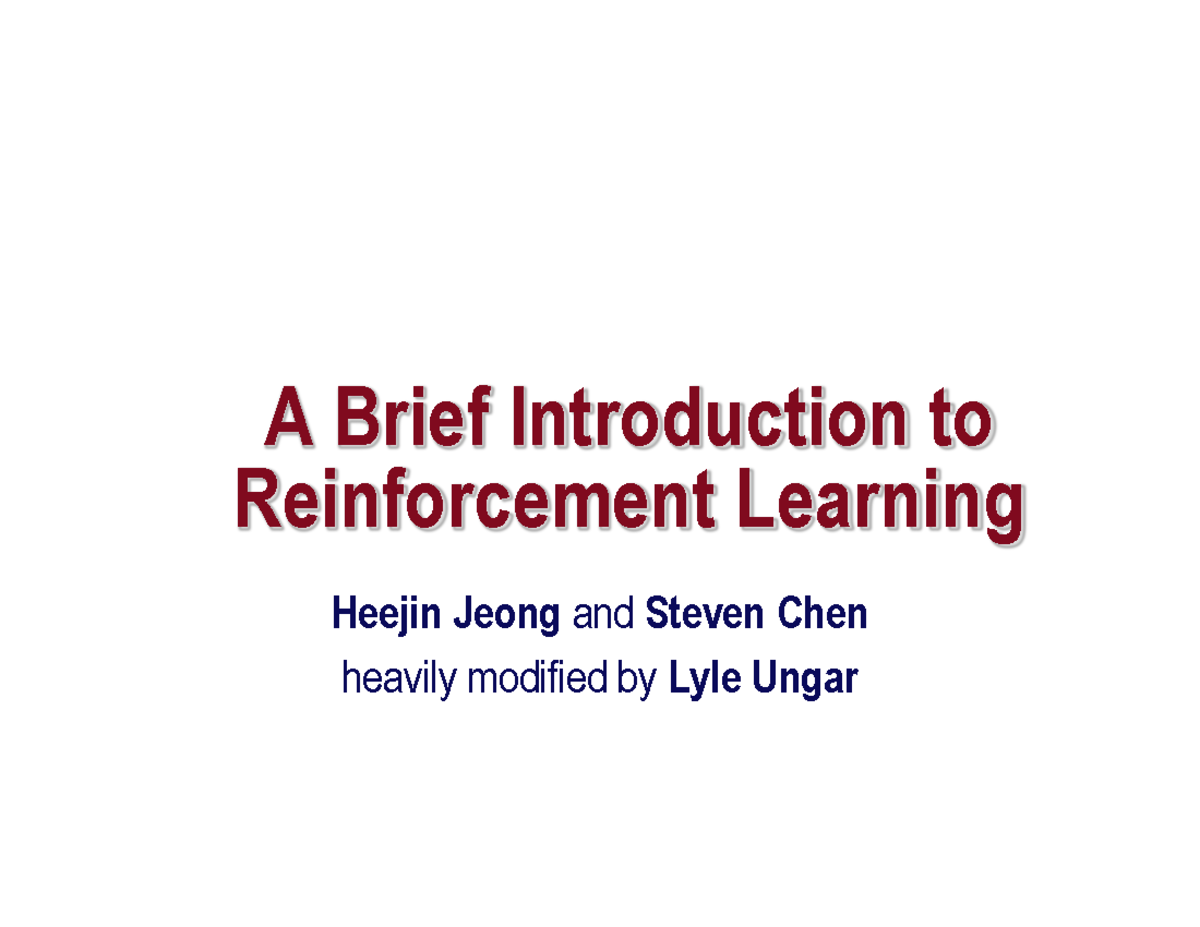 RL - Reinforcement Learning notes - A Brief Introduction to ...