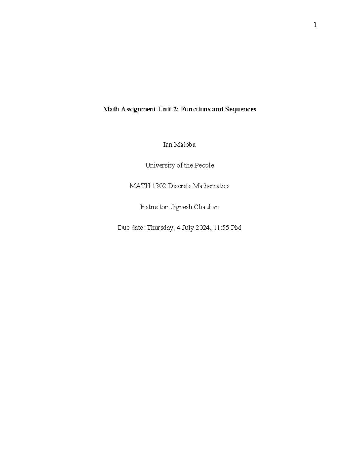 Math Assignment Unit 2 - o Assume f (a)=f (b). o Case 1: If a and b are ...