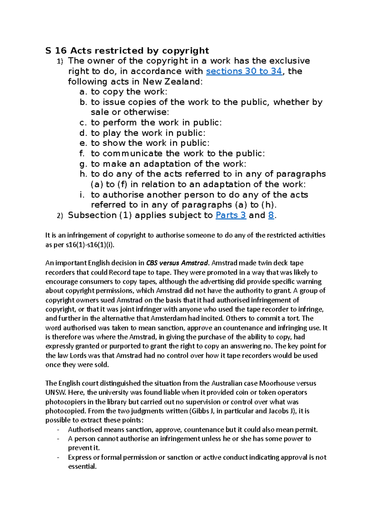 S 16 Acts restricted by copyright - to copy the work: b. to issue ...