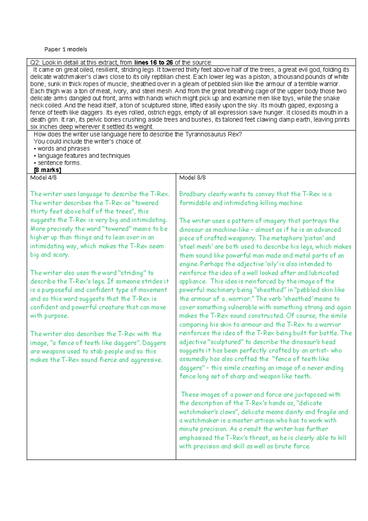 Year 11 - Week 2 - step 4 - English Language Paper 2 - models and ...