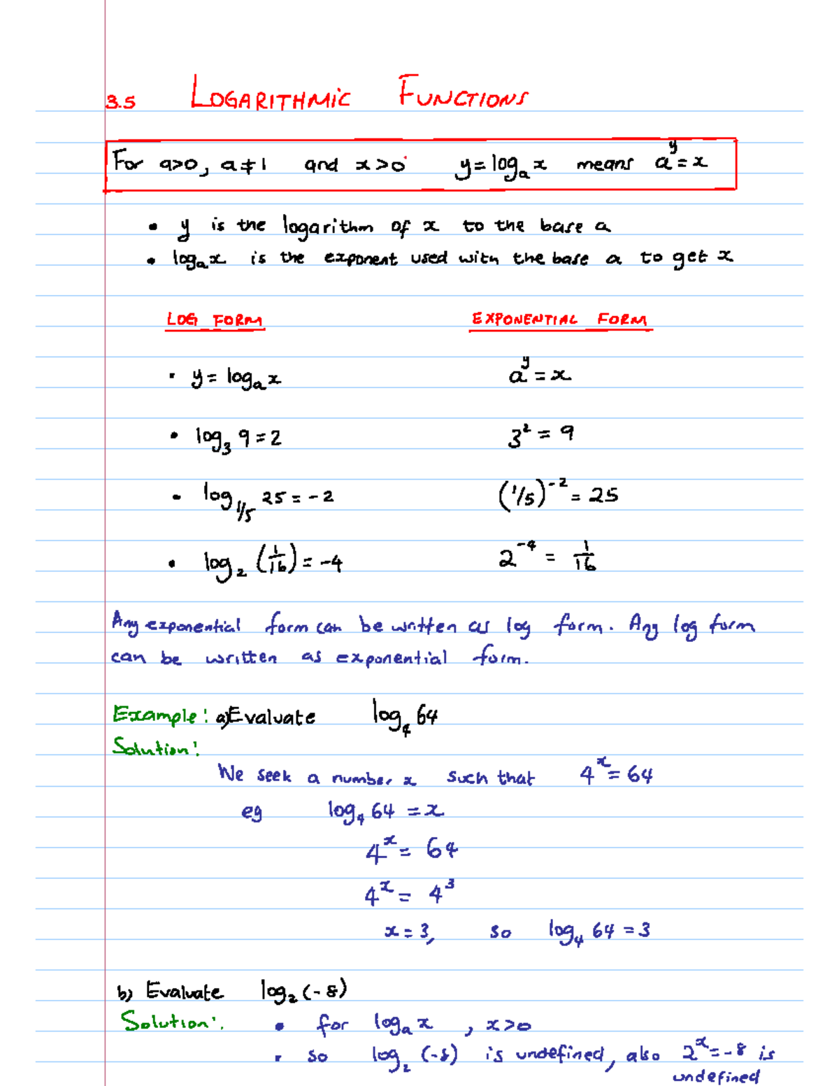 Lecture 14 Logarithmic Functions - MATH150 - Studocu