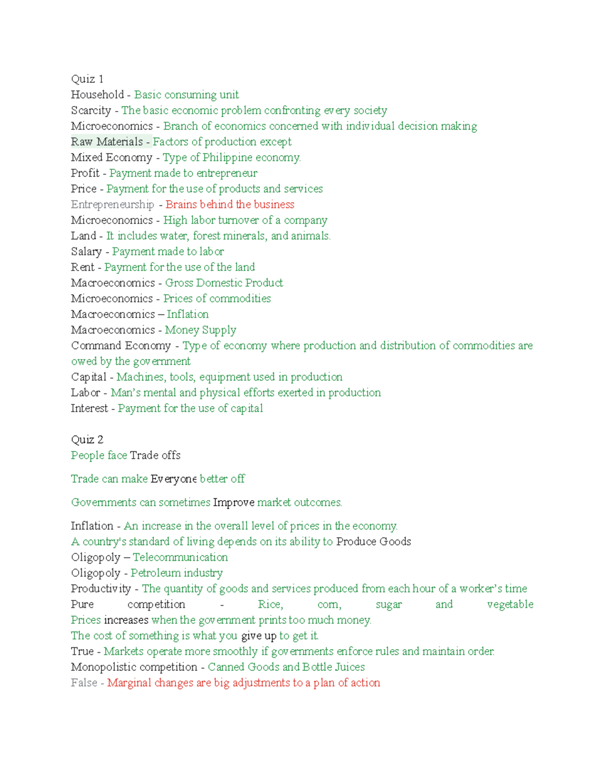 fdsafdasfoda afjd - Quiz 1 Household - Basic consuming unit Scarcity ...