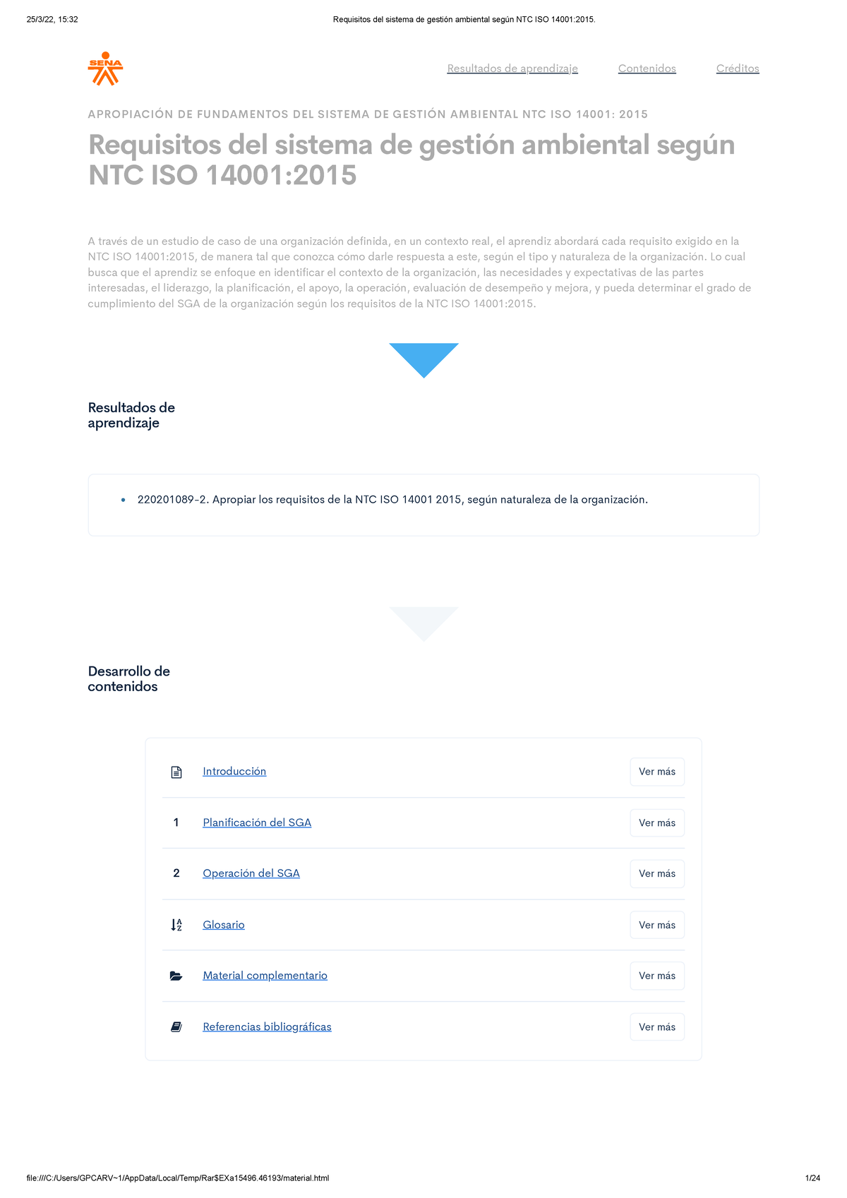 Requisitos del sistema de gestión ambiental según NTC ISO 14001 2015 - Desarrollo de contenidos ...