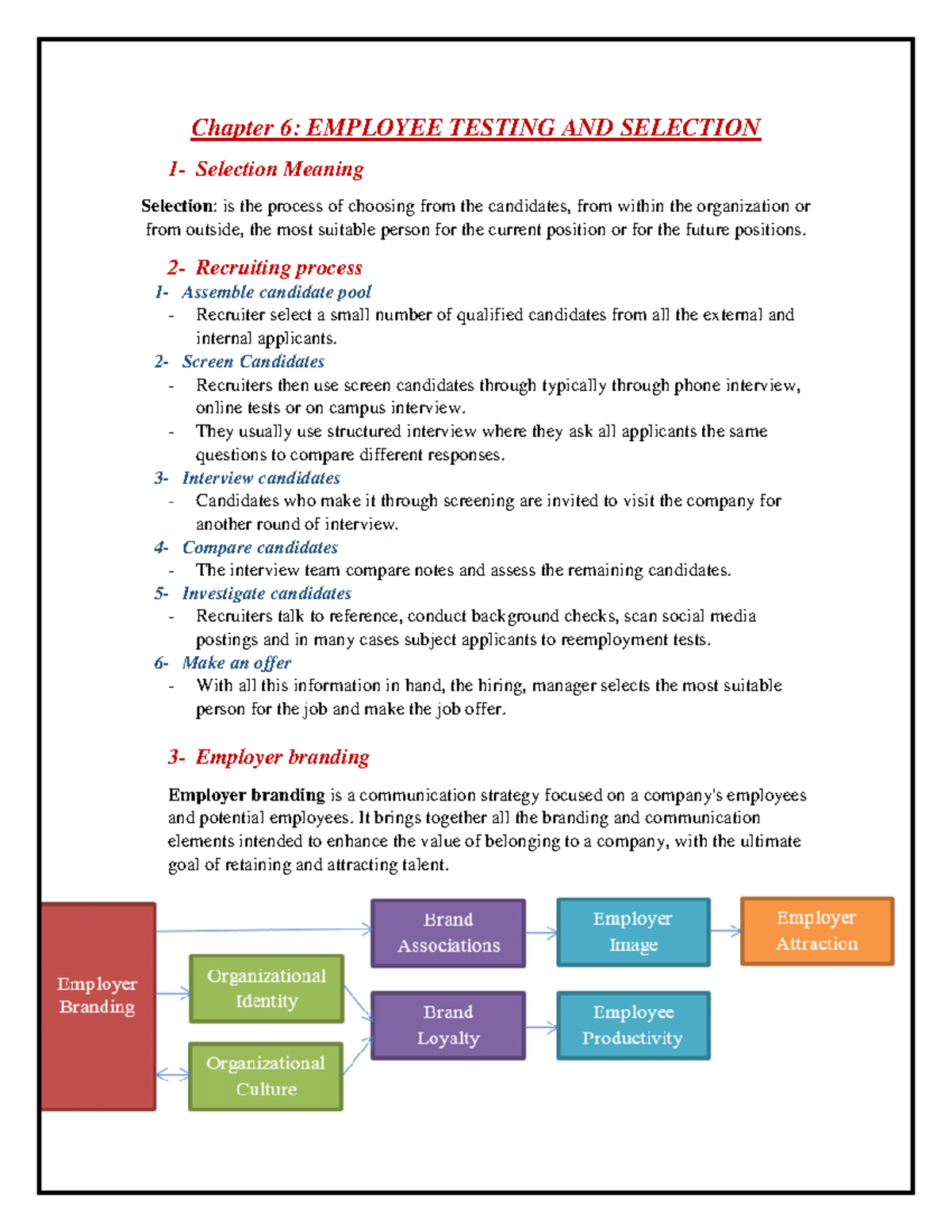 Chapter 6 notes - assignment - Chapter 6: EMPLOYEE TESTING AND ...