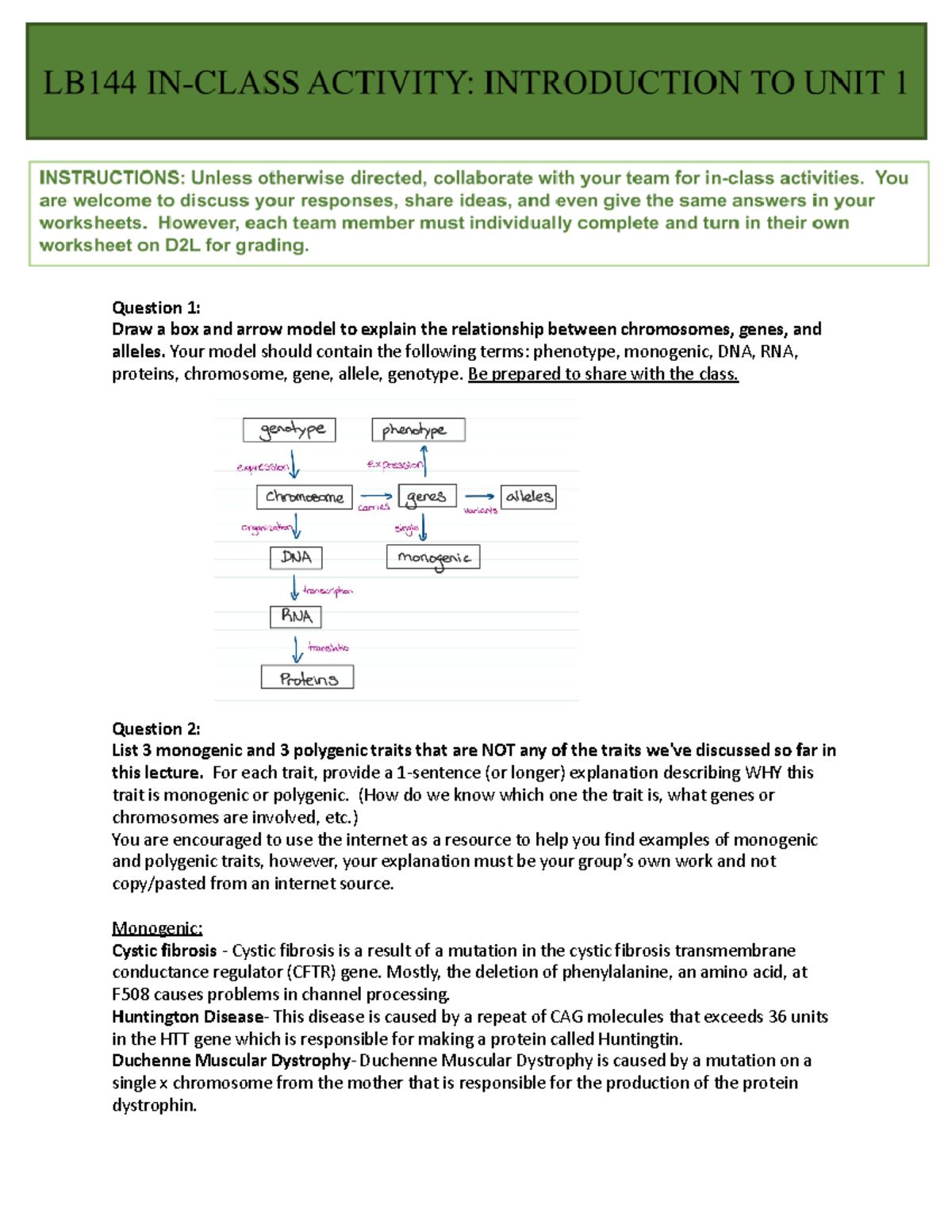 01 Intro to Unit 1 - In class and post class assignments designed to ...