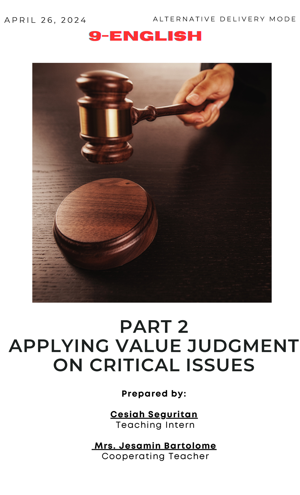 ADM April 26 Wednesday English - PART 2 APPLYING VALUE JUDGMENT ON ...