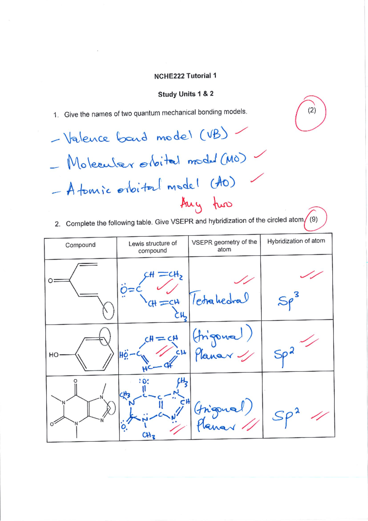 Tut with solutions - practice problems - Tutorial 1 Study Units 1 2 2 1 ...