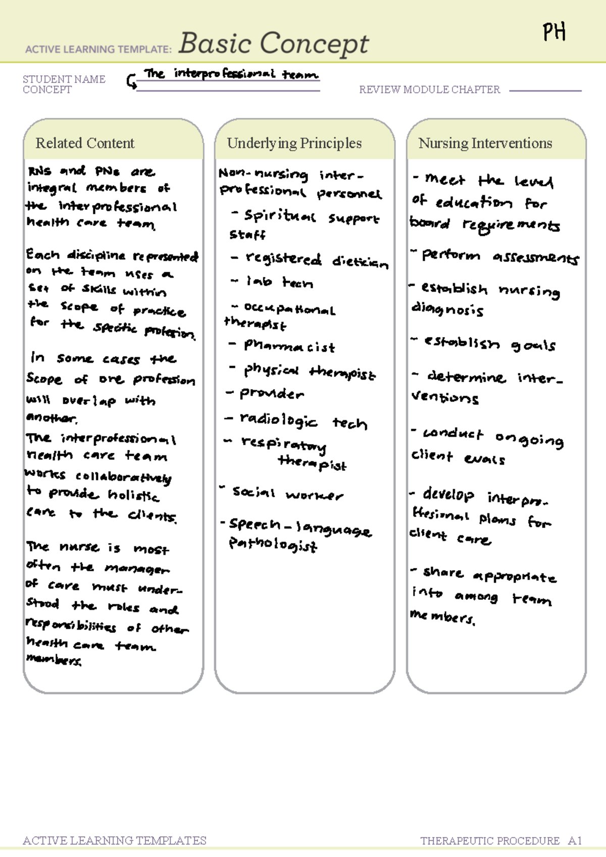 Basic Concept form (2) - study material - STUDENT NAME CONCEPT REVIEW ...