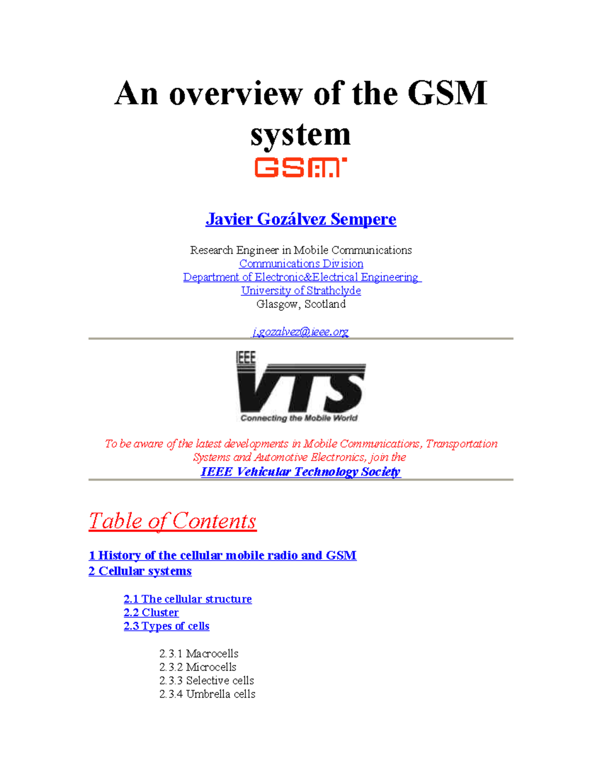 An overview of the GSM system - An overview of the GSM system Javier ...