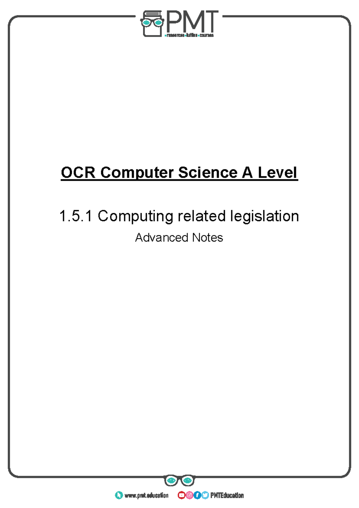 OCR Computer Science A Level 1.5.1 Computing related legislation ...