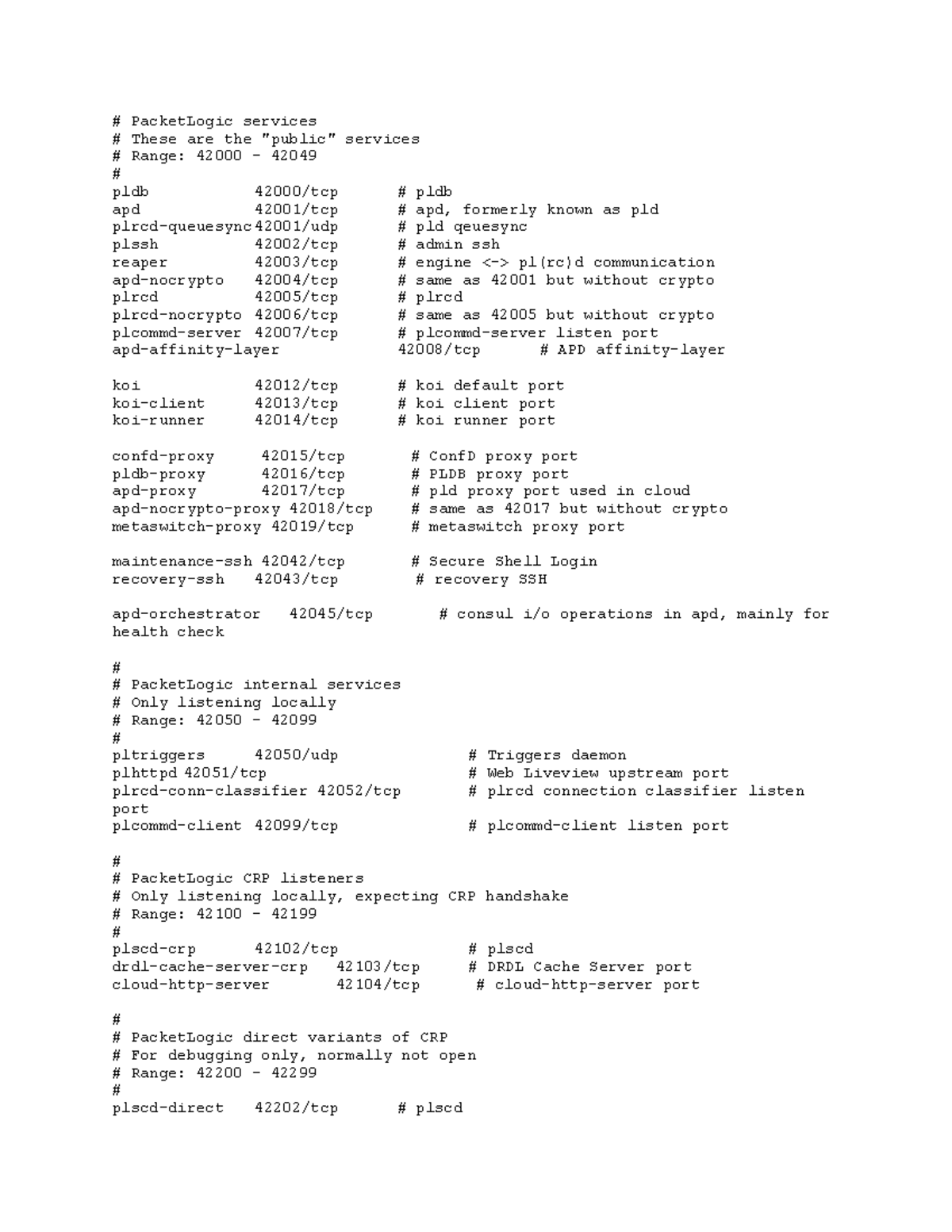Active Logic ports - PacketLogic services These are the "public" services Range: 42000 - - Studocu