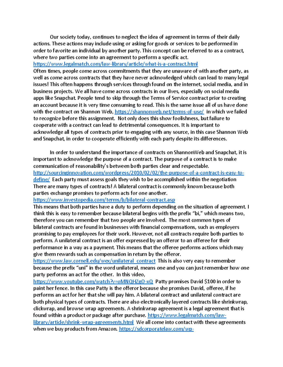 Importance of Contracts Essay TID 2 - Our society today, continues to ...