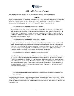 PSY222 Module Two Activity - Module Two Activity Katie Shaw Southern New Hampshire University ...