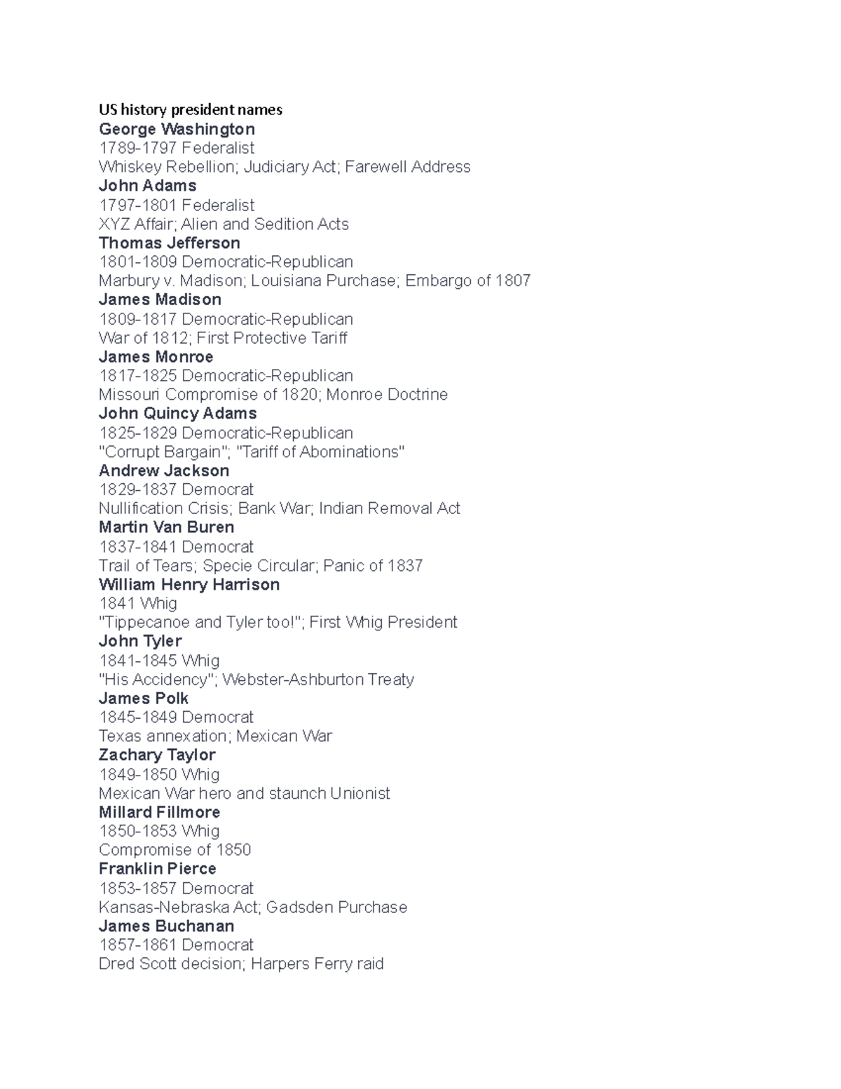 US history president names - US history president names George ...