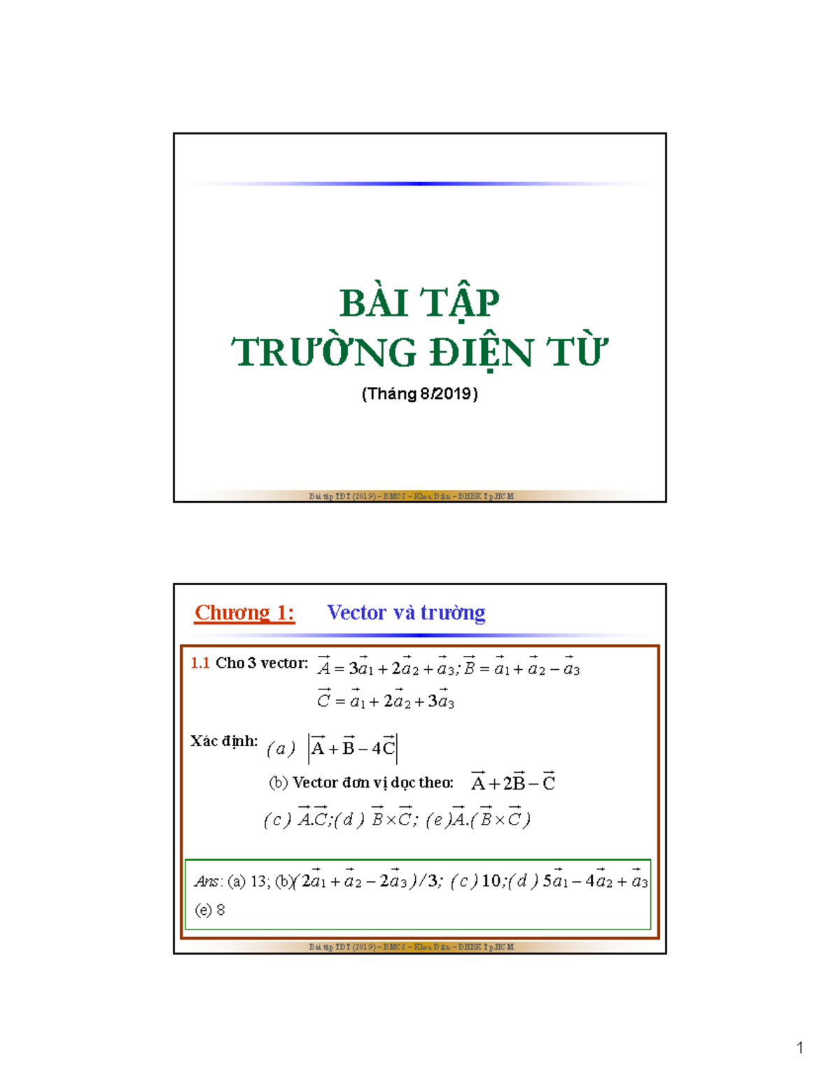 Baitap TDT 2019 chuong 1 - Bài tập TĐT (2019) – BMCS – Khoa Điện – ĐHBK Tp BÀI TẬP TRƯỜNG ĐIỆN ...